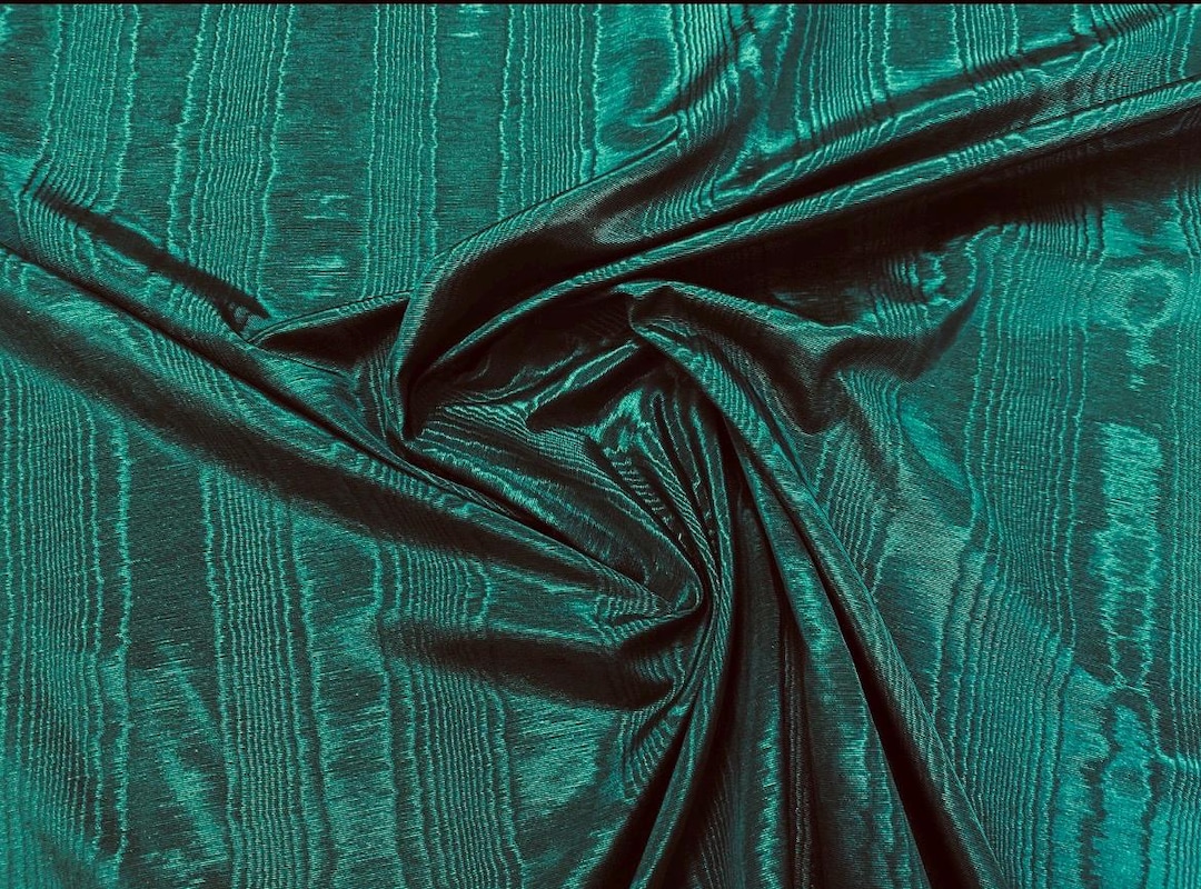 Green Moire Fabric Cotton Blend Taffeta Multipurpose Watermark Drapery ...