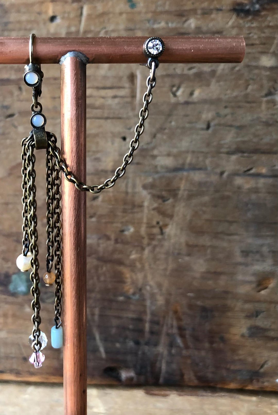 Spring Multi Anthro Inspired Connecting Earrings Lever Back With Chain ...