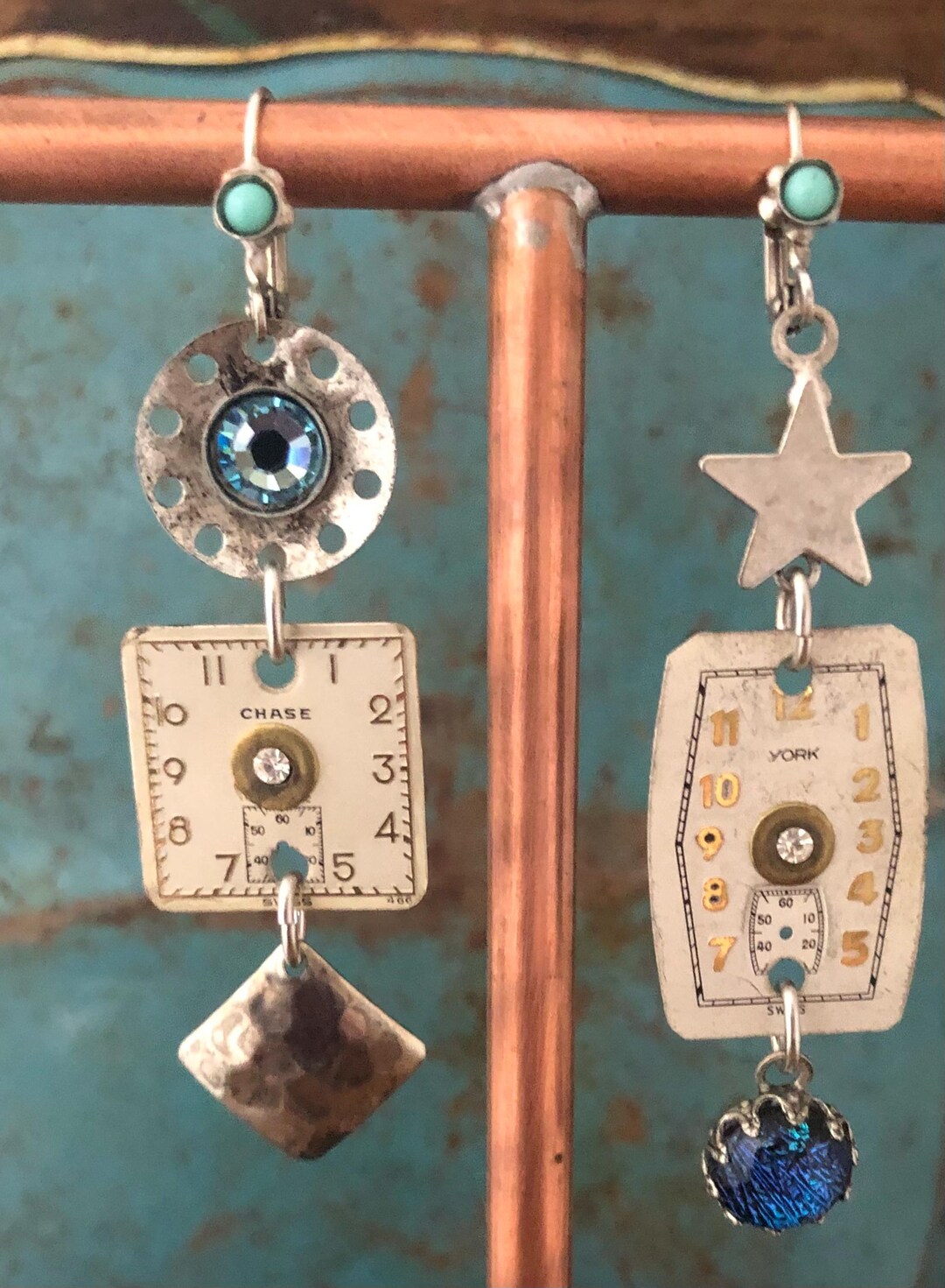 Upcycled Watch Face Antique Silver Plated Lever Back , Shopbobbi ...