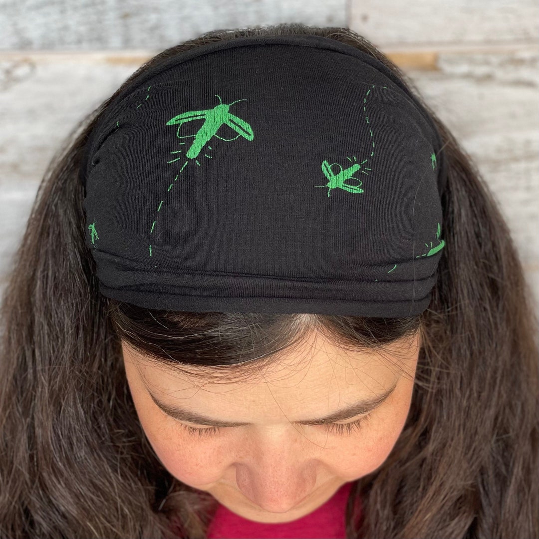 Firefly, Lighting Bug, Headband, Black, Yoga Band, Hiking Band, Wide ...