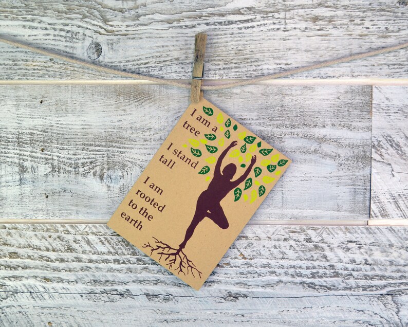 Yoga Card, Tree Pose, Mothers Day, Blank Card, Recycled Paper ...