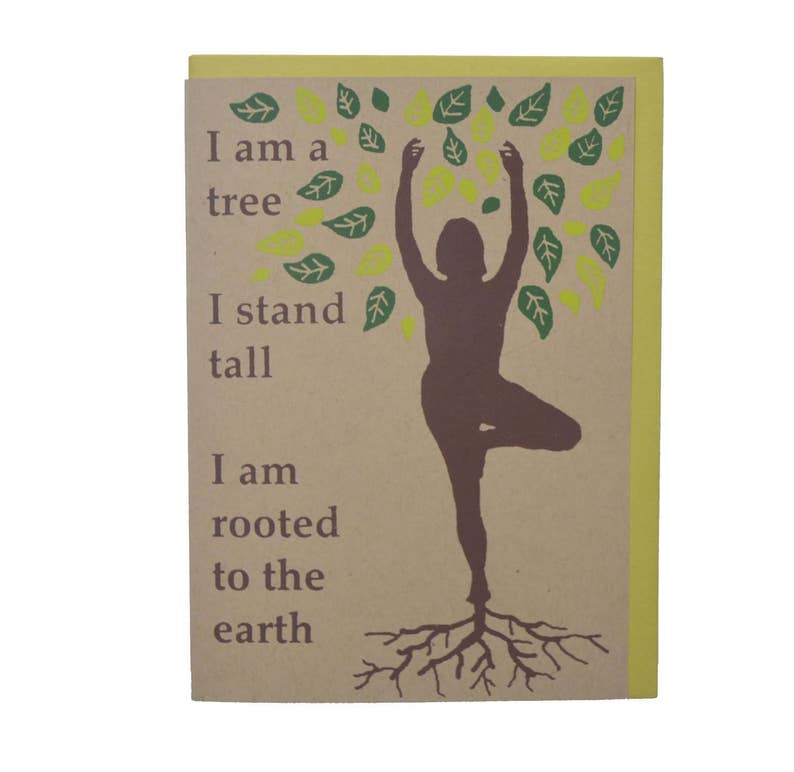 Yoga Card, Tree Pose, Mothers Day, Blank Card, Recycled Paper ...