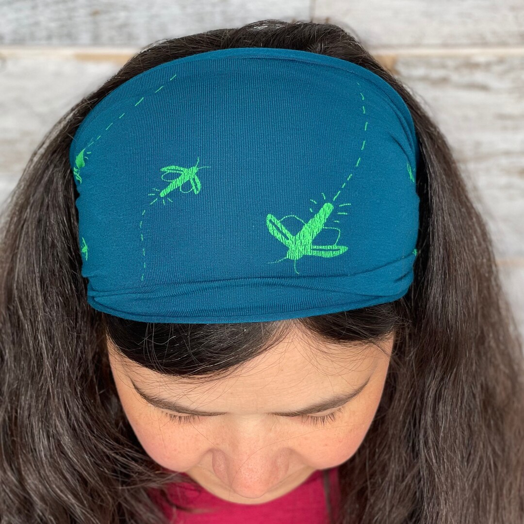 Firefly, Lighting Bug, Headband, Blue, Yoga Band, Hiking Band, Wide ...