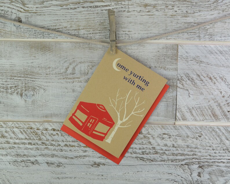Yurt Camping, Screen Print Card, Camping Card, Adventure Card, 5x7 ...