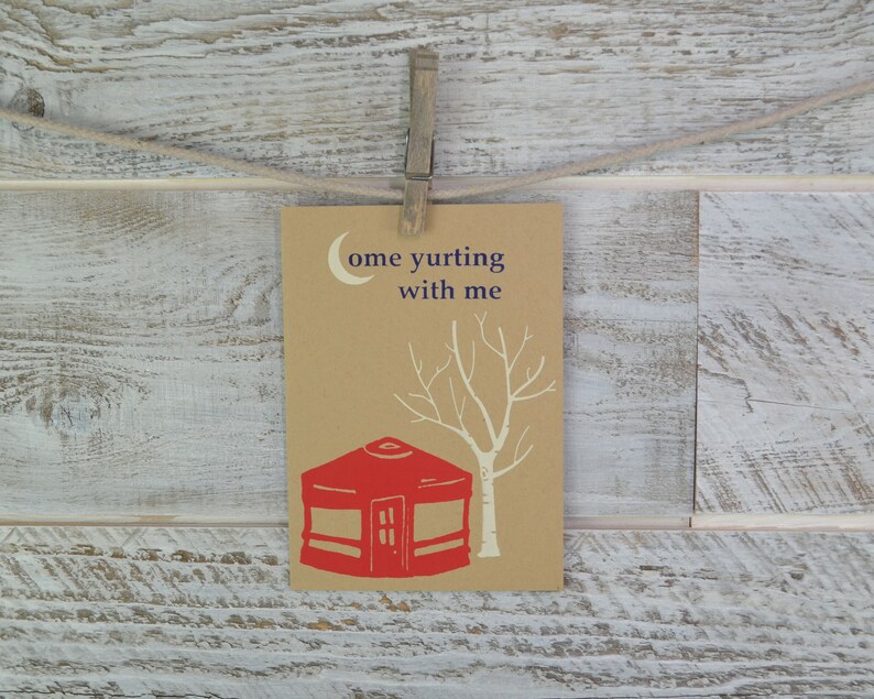 Yurt Camping, Screen Print Card, Camping Card, Adventure Card, 5x7 ...