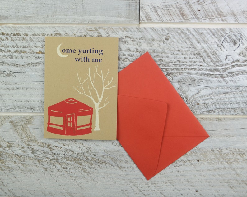 Yurt Camping Screen Print Card Camping Card Adventure Card - Etsy