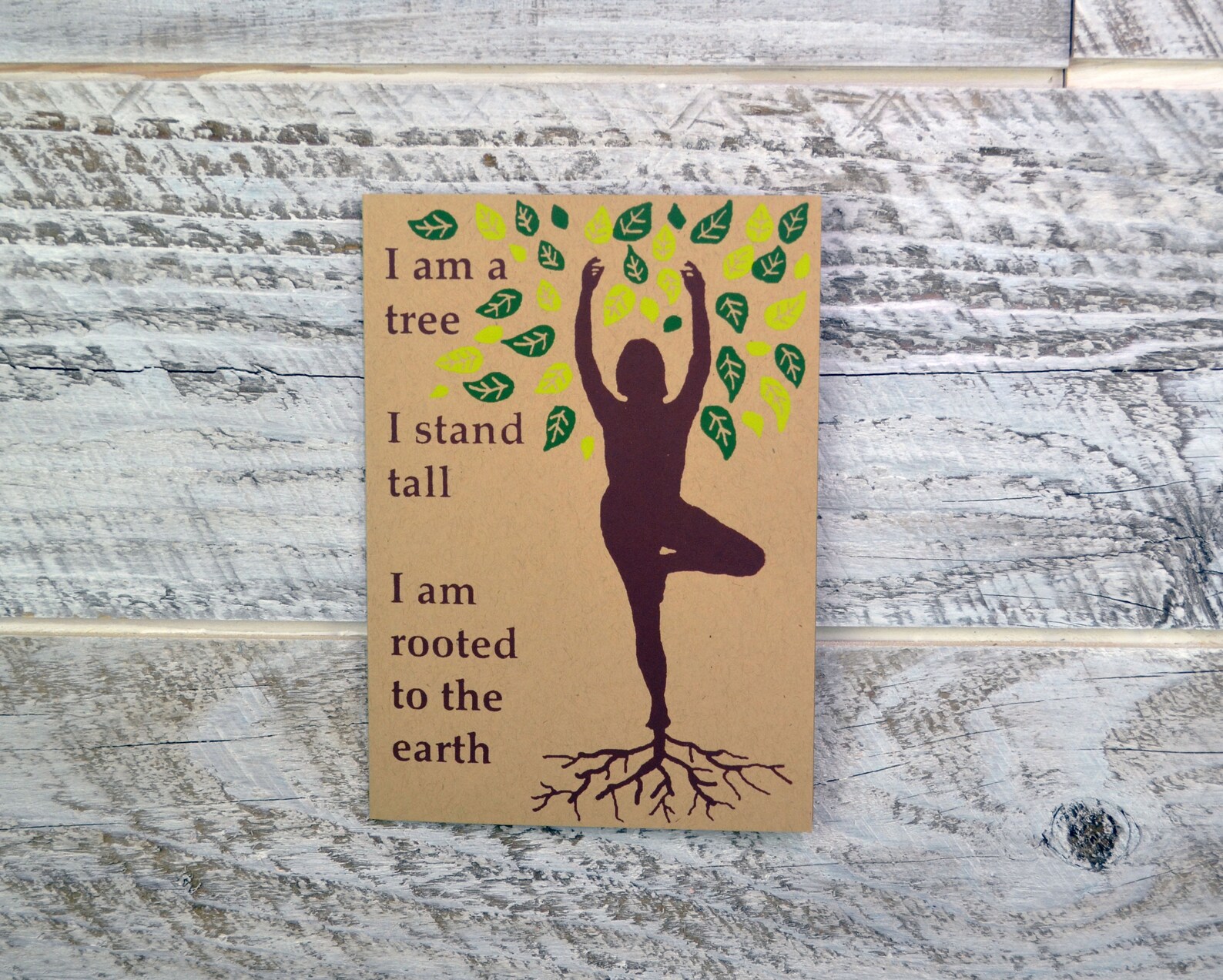 Yoga Card, Tree Pose, Mothers Day, Blank Card, Recycled Paper ...