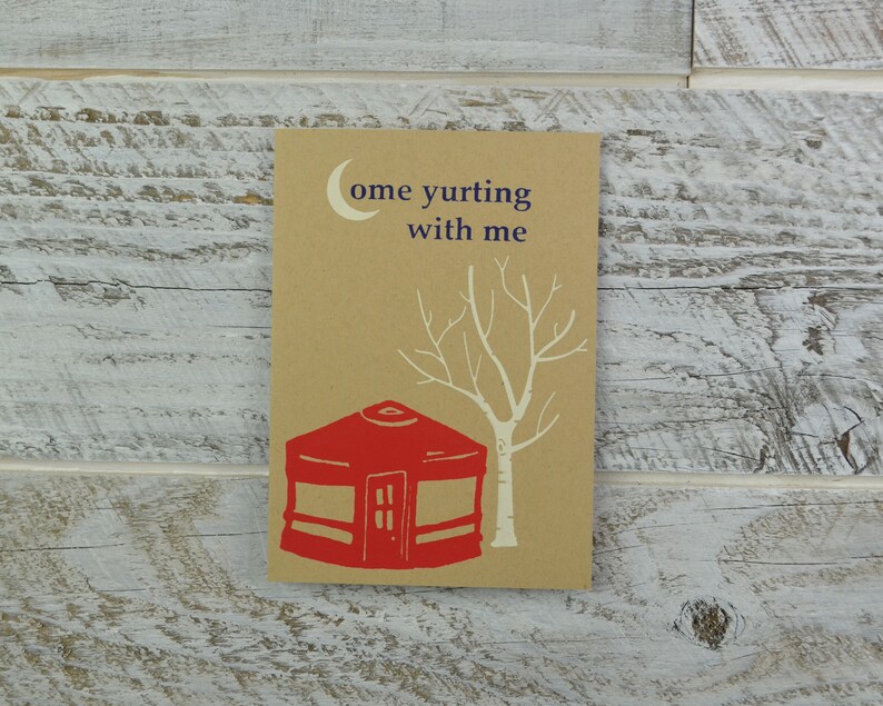 Yurt Camping Screen Print Card Camping Card Adventure Card - Etsy