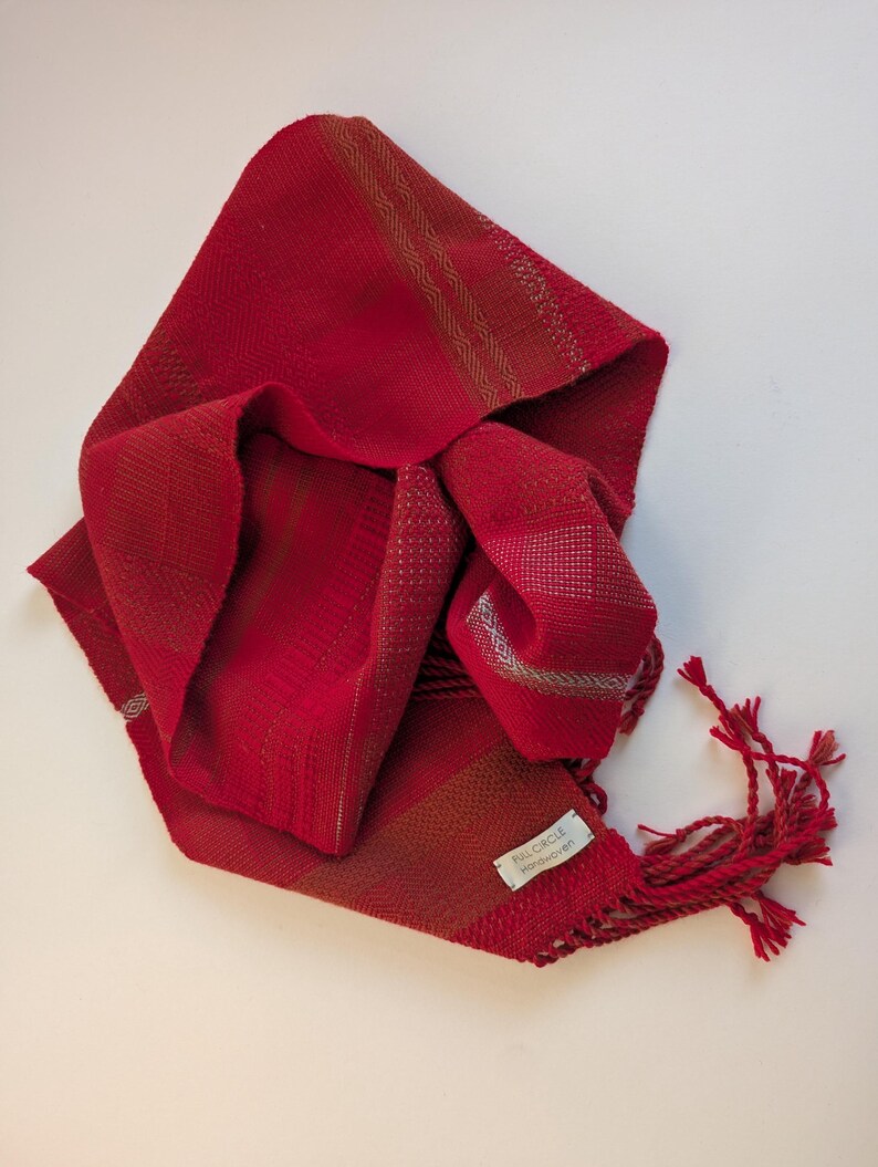 Handwoven Rich Red and Luxurious Scarf Made With Australian Wool, Linen ...