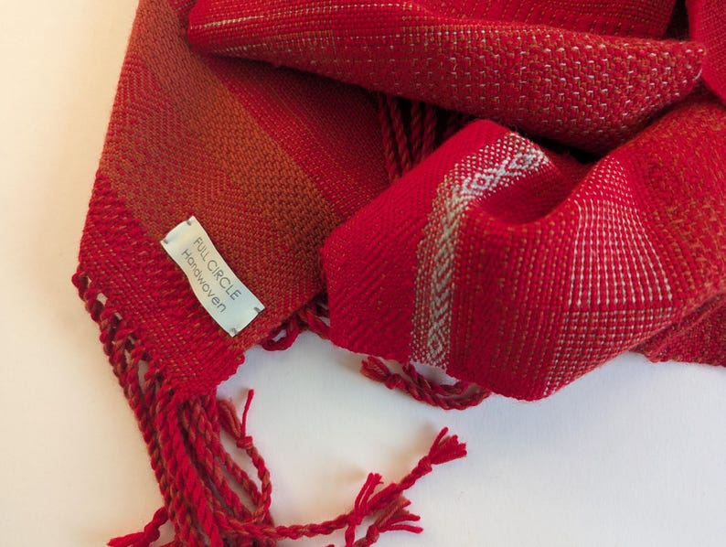 Handwoven Rich Red and Luxurious Scarf Made With Australian Wool, Linen ...