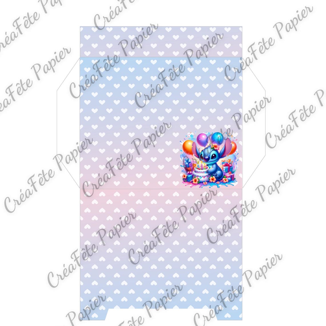 Carte invitation et son enveloppe assortie, STITCH, enfant, imprimer ...