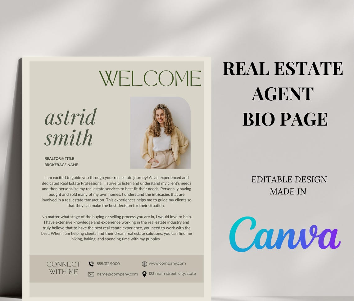 Real Estate Agent Bio Page - Etsy