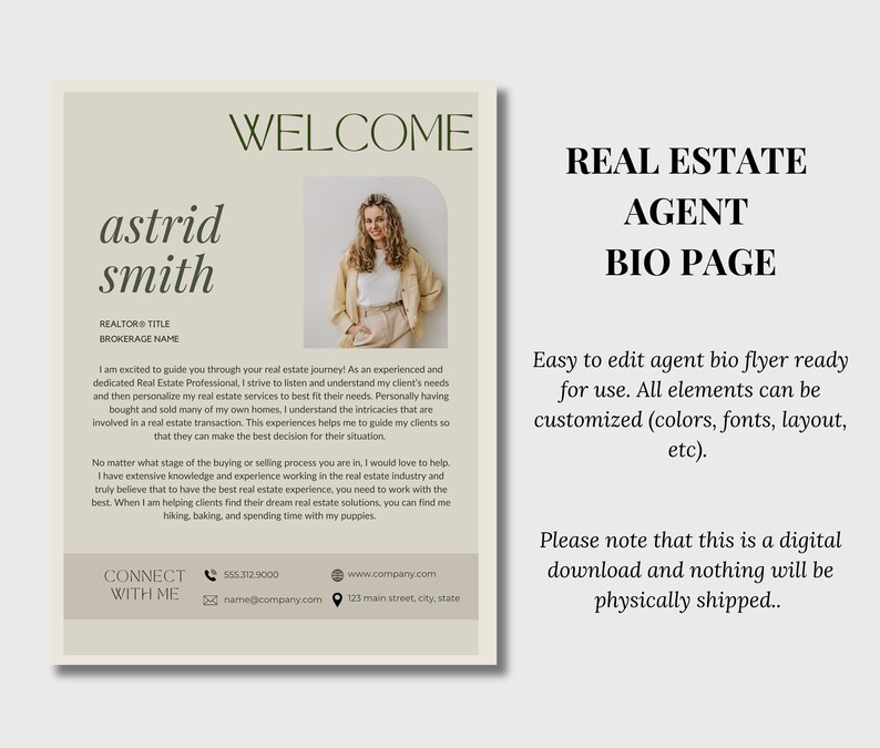 Real Estate Agent Bio Page - Etsy