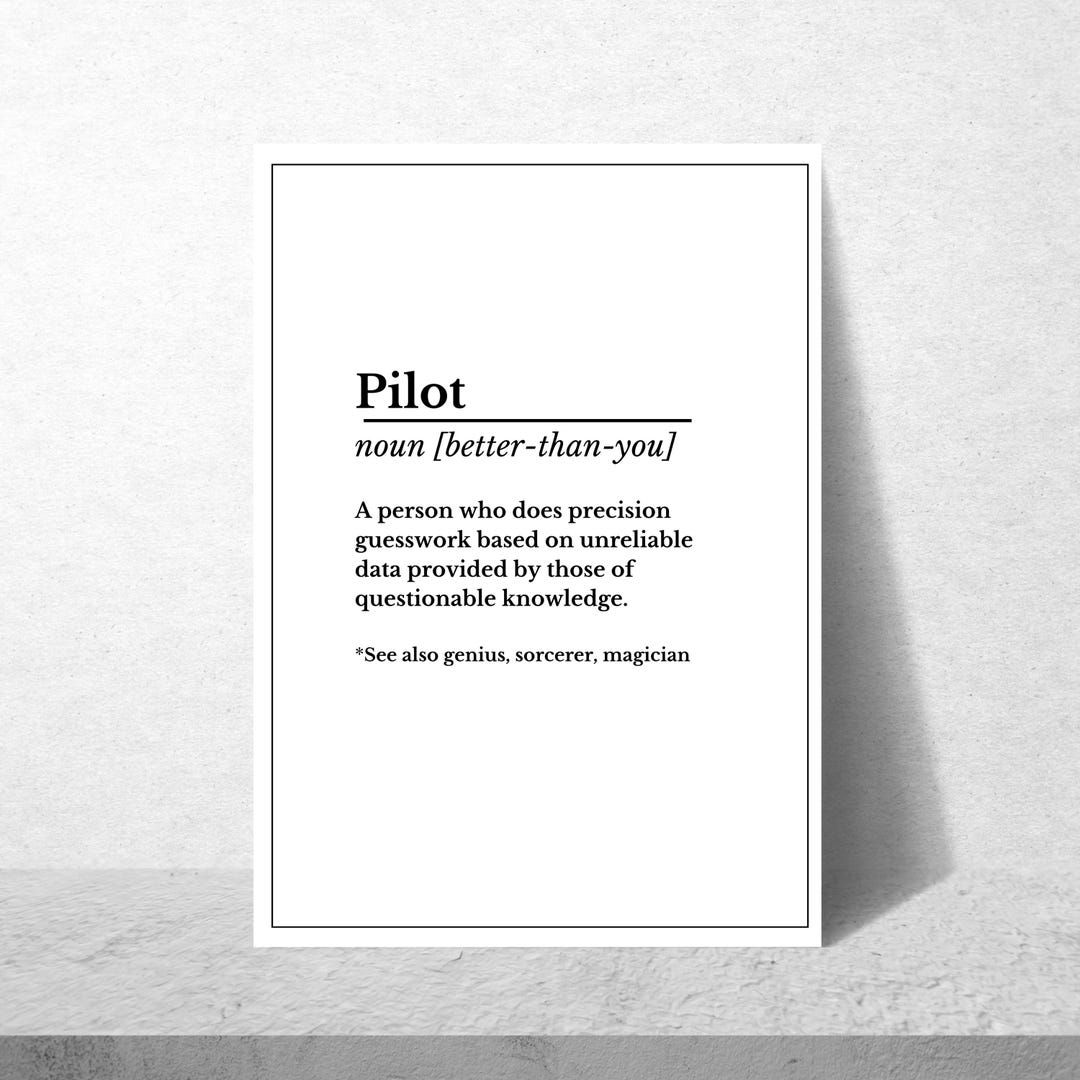 Pilot English Dictionary Noun, Pilot Card, Funny Pilot Card, Happy ...