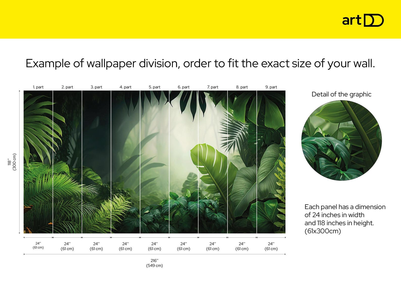 Tropical Jungle Wall Mural - Eco-friendly Removable Wallpaper / Lush ...