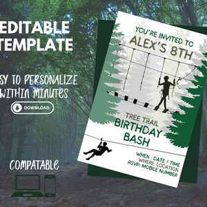 Tree Trails Birthday Invitation: Outdoor Adventure, Editable Canva ...