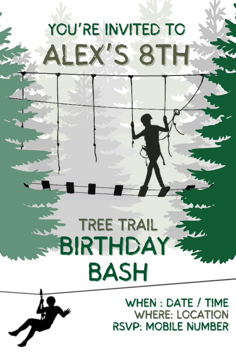 Tree Trails Birthday Party Invitation | Editable CANVA Template ...