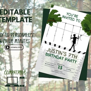 Tree Trails Birthday Invitation: Outdoor Adventure, Editable Canva ...