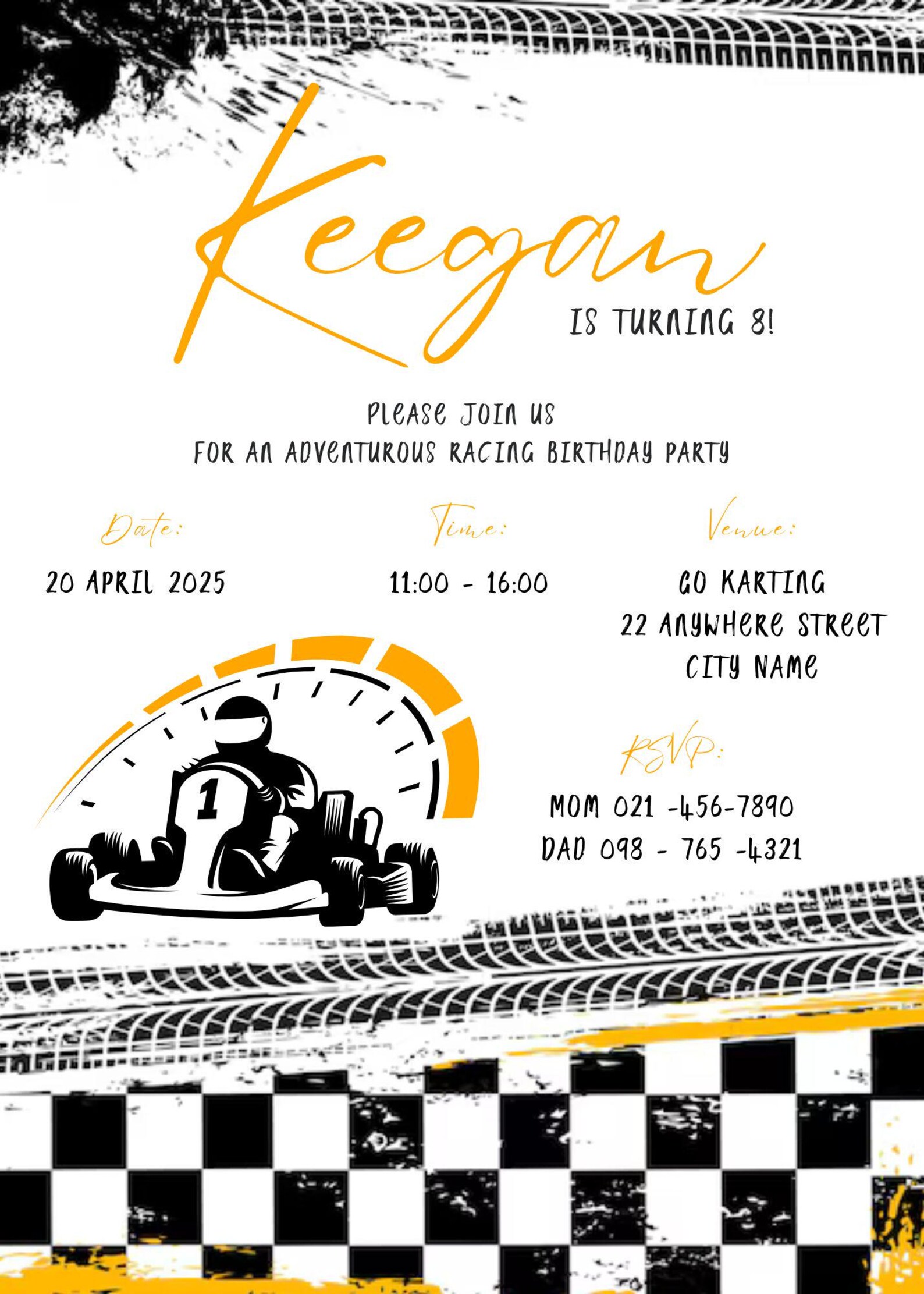 Go Karting Birthday Party Invitation | Editable CANVA Template| Racing ...