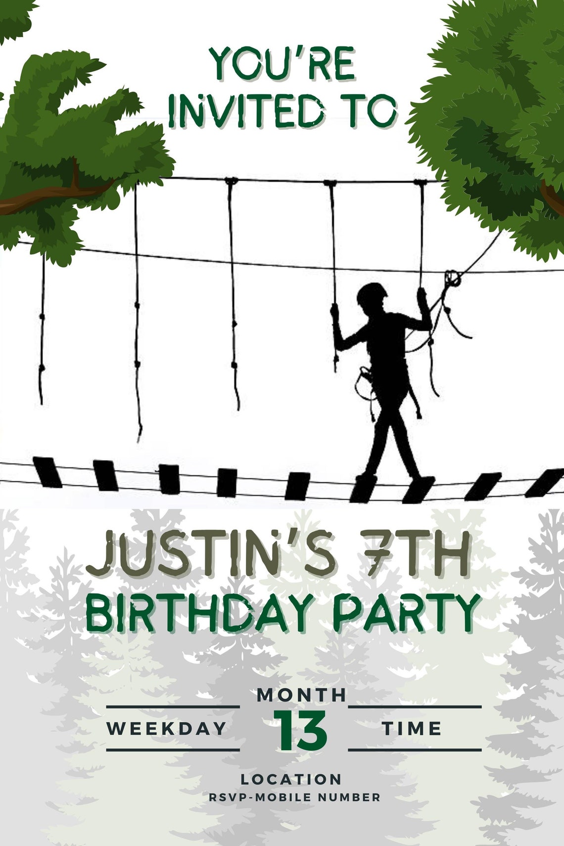 Tree Trails Birthday Party Invitation | Editable CANVA Template ...