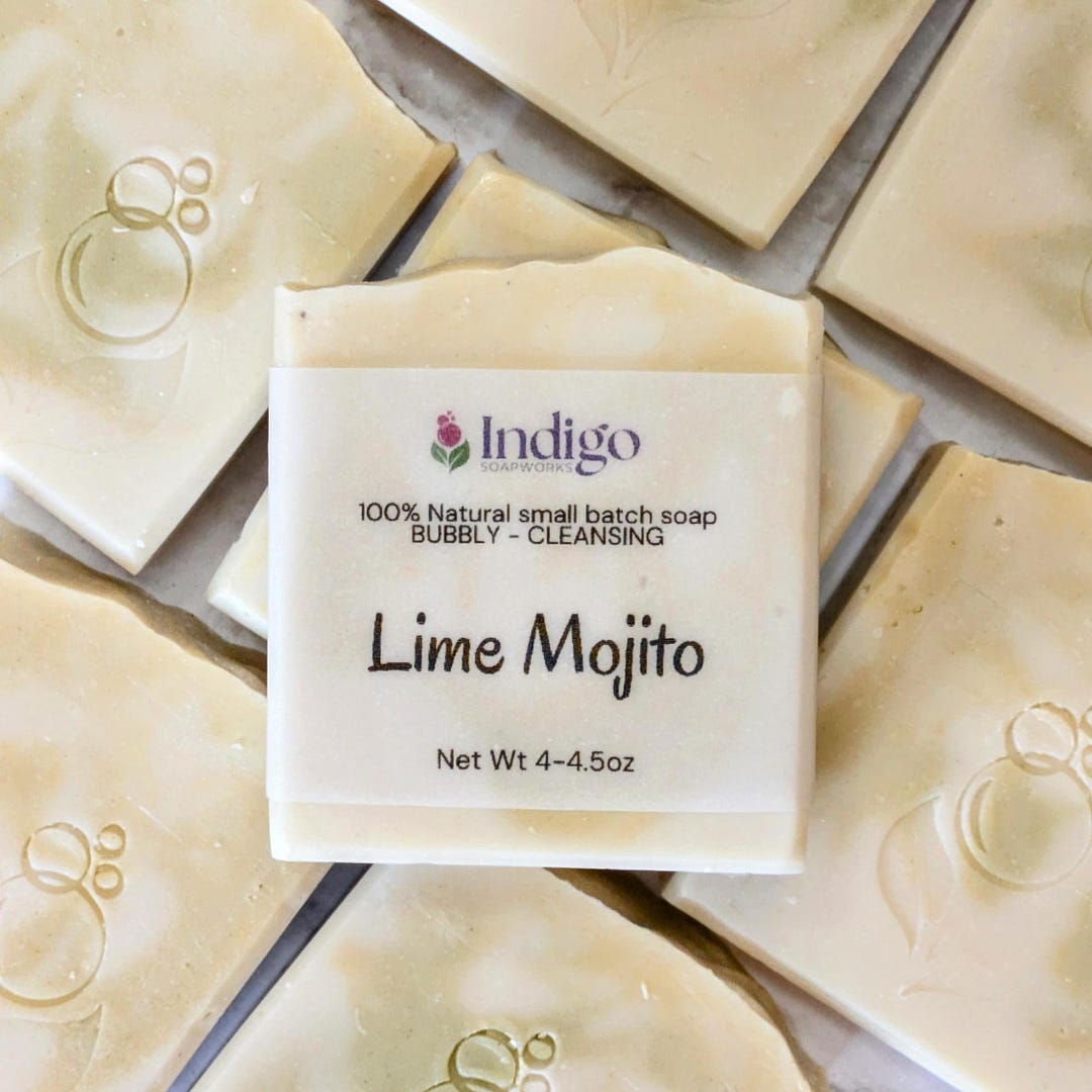 Lime Mojito Bar Soap - All-natural, Handmade for Body and Face, Small ...