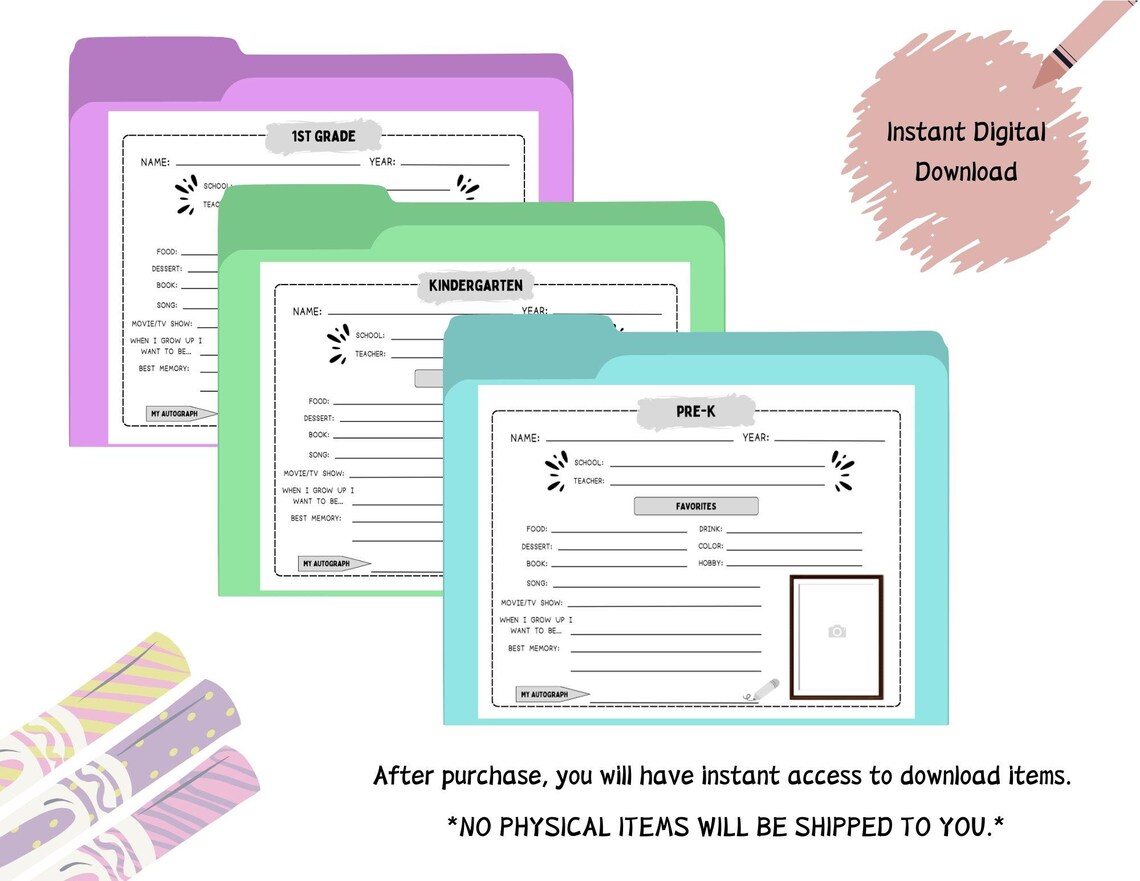 School Memory Box Folder Cover, Questionnaire, Pre-k - 12th, PDF ...