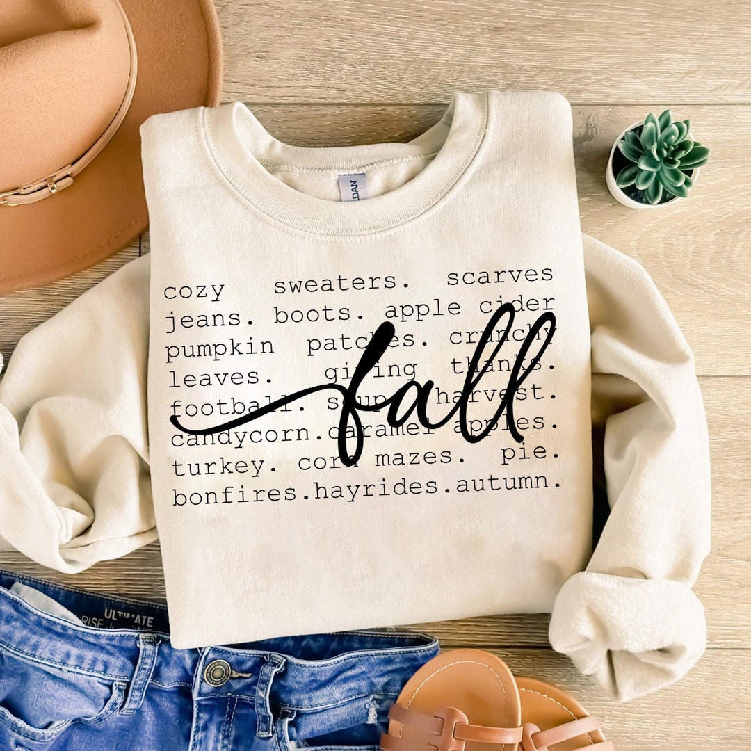 Fall Words Shirt, Womens Fall Shirts, Fall Tshirt, Fall Favorite Things ...