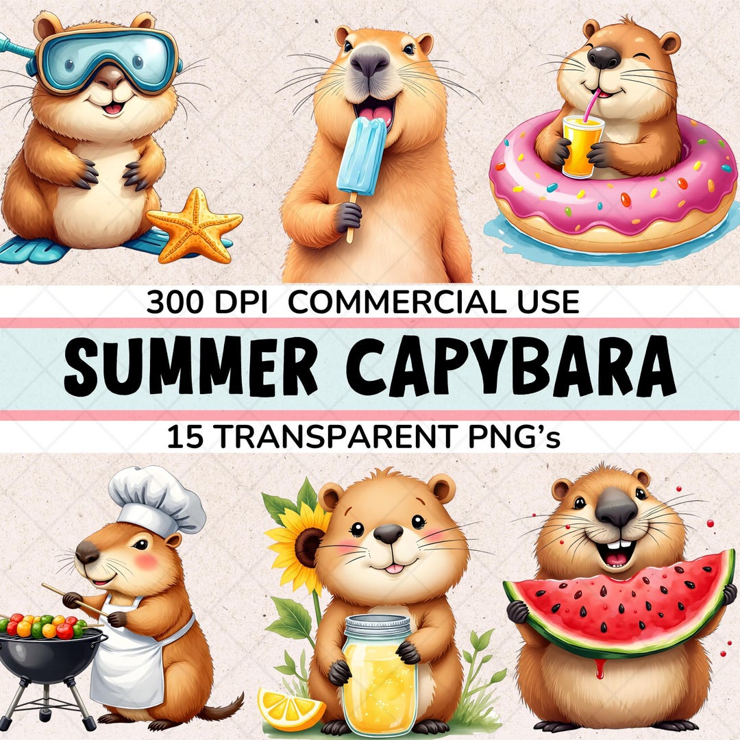 Cute Capybara PNG, Summer Capybara Clipart, Funny Capybara Illustration ...