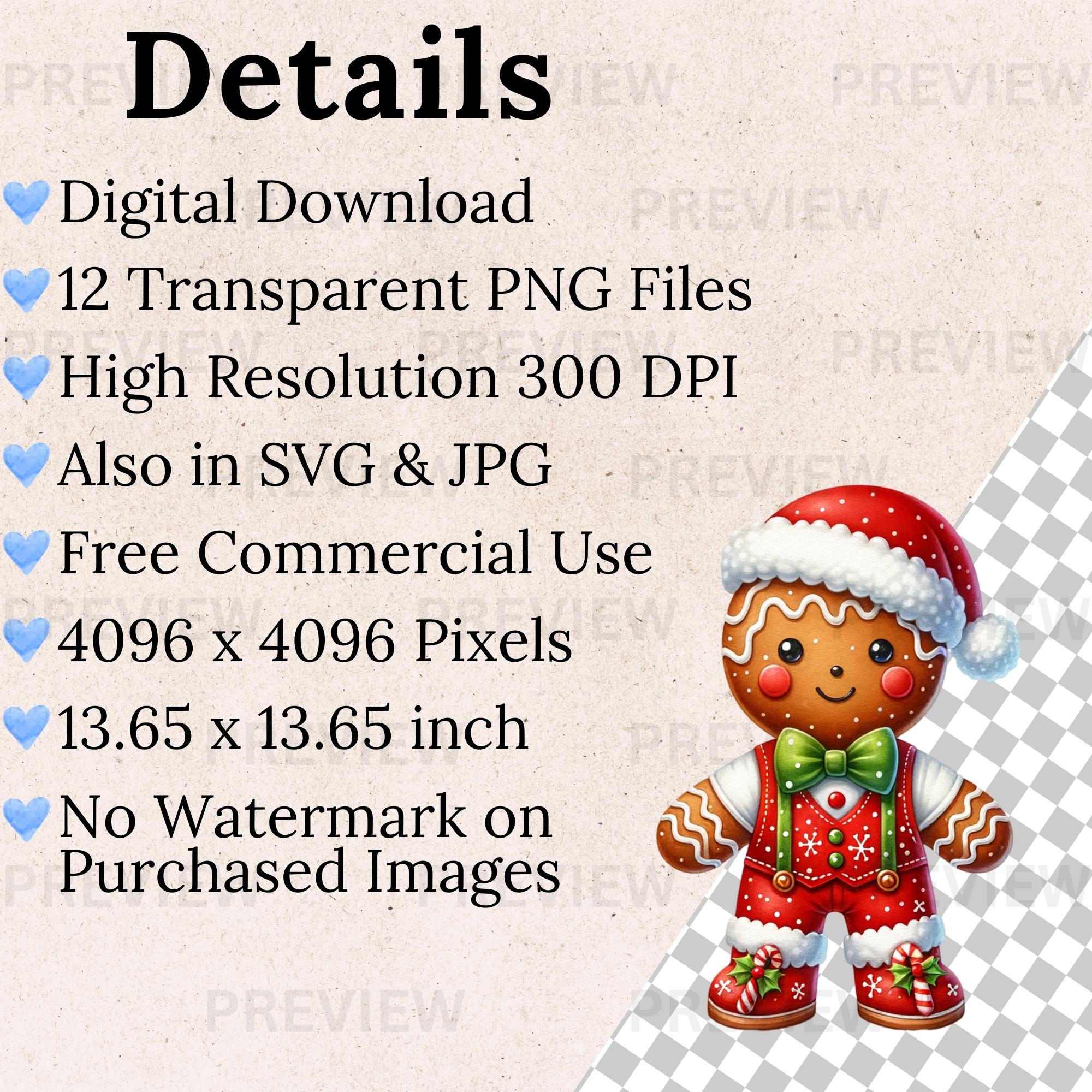 Watercolor Gingerbread Boy Clipart: Christmas PNG SVG JPG (digital ...