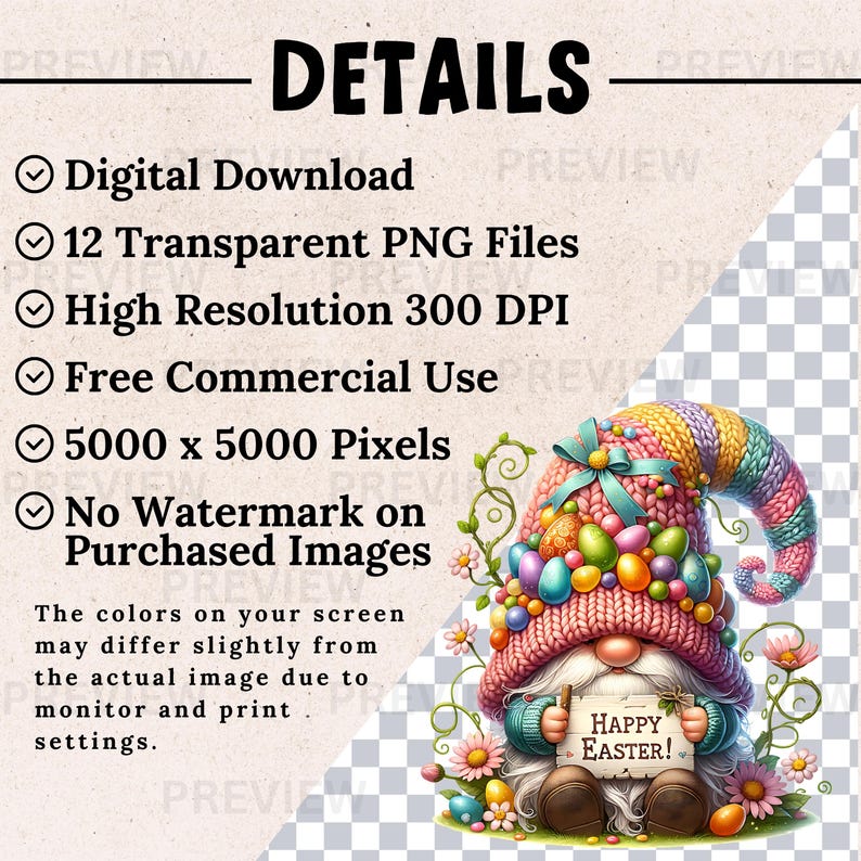 Watercolor Easter Gnomes Clipart Bundle: Spring PNG Designs (digital ...