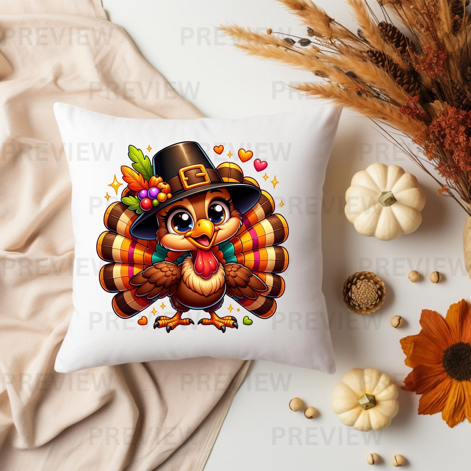 Cute Turkey Clipart Set. 12 Whimsical Thanksgiving Turkey Images ...