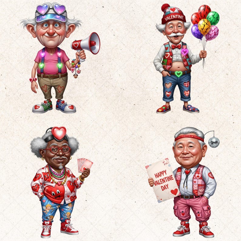 Valentine Quirky Old Man Clipart, 24 Funny Grandpacore Pngs, Grumpy ...