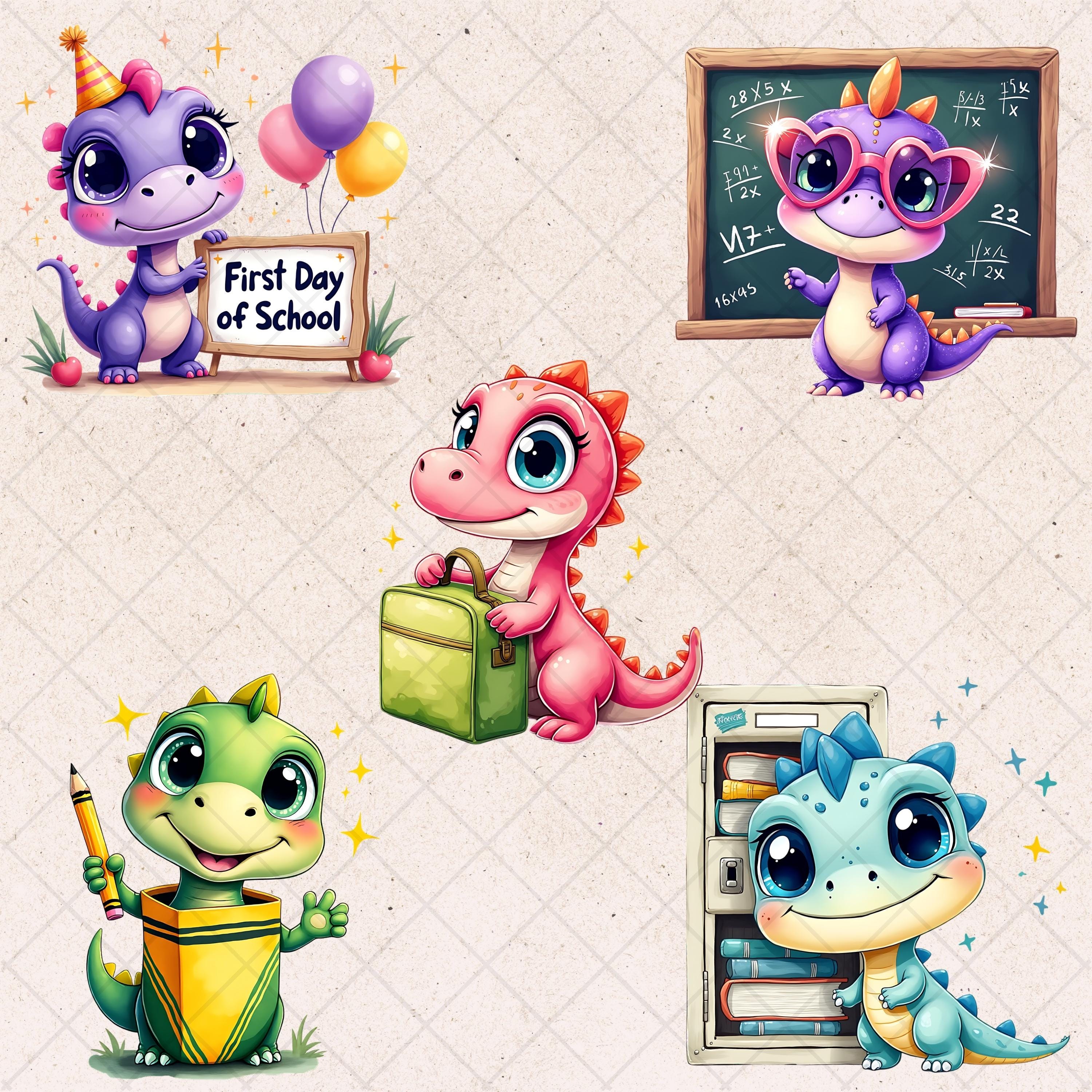 Dinosaur Clipart: Back to School PNG Bundle (digital Download ...