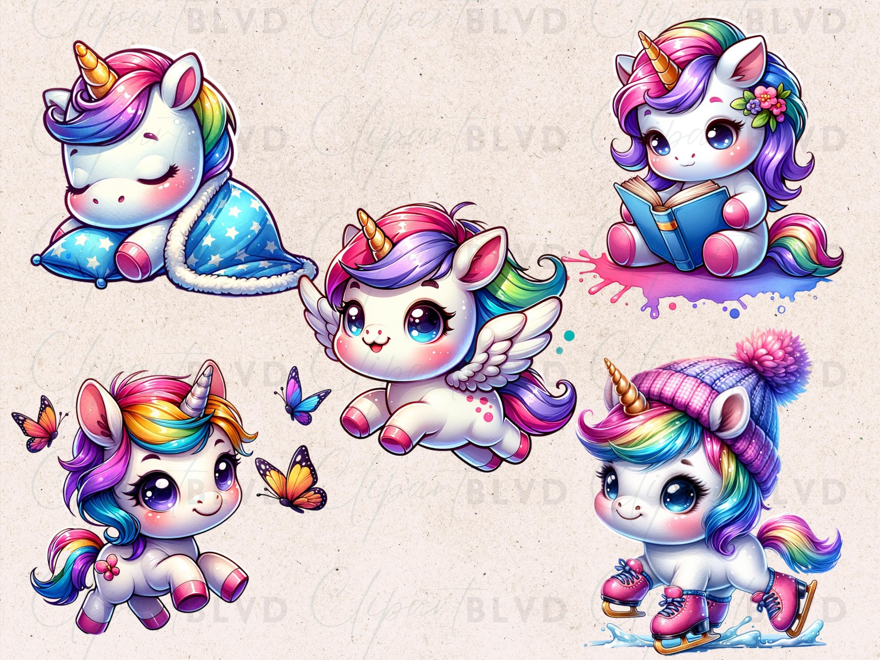 Watercolor Baby Unicorn Clipart Bundle, 20 Cute Baby Unicorn ...