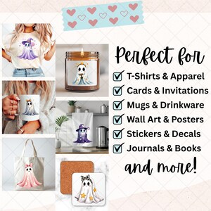 Pastel Ghost Clipart Set: Girly Halloween PNG Graphics (commercial Use ...