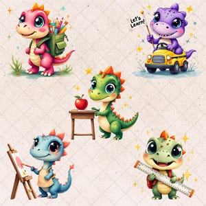 Dinosaur Clipart: Back to School PNG Bundle (digital Download ...