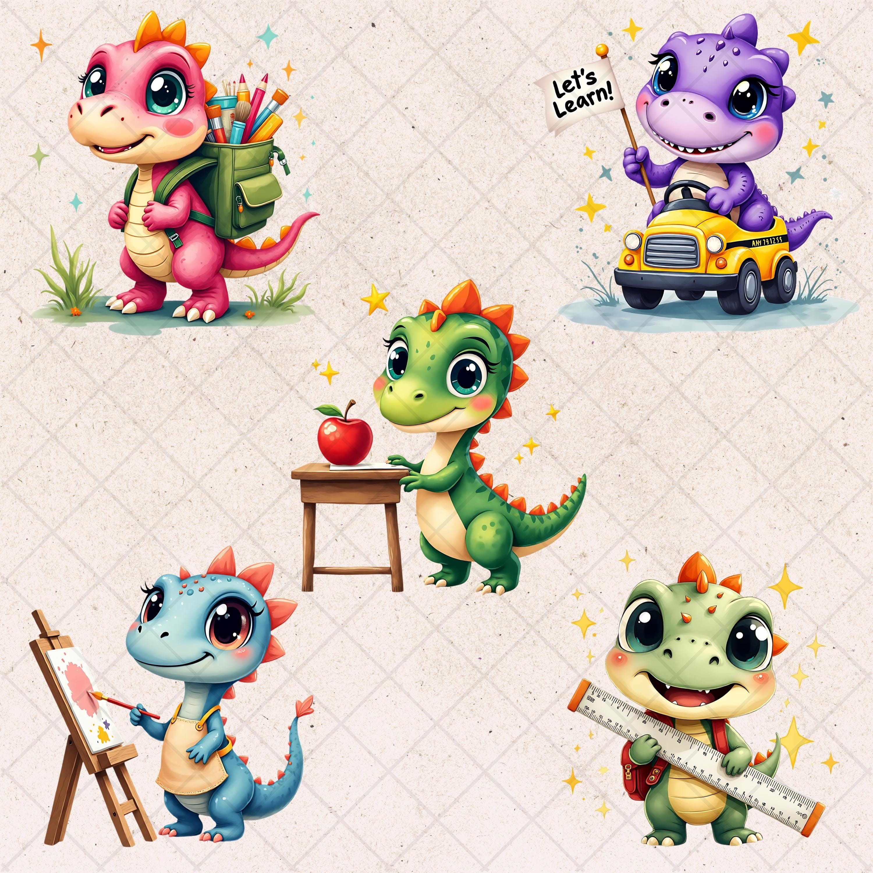 Dinosaur Clipart: Back to School PNG Bundle (digital Download ...