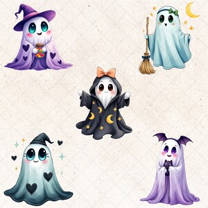 Pastel Ghost Clipart Set: Girly Halloween PNG Graphics (commercial Use ...