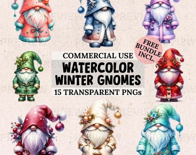 Winter Gnomes PNG Clipart. Cute Holiday Gnome Watercolor Christmas ...