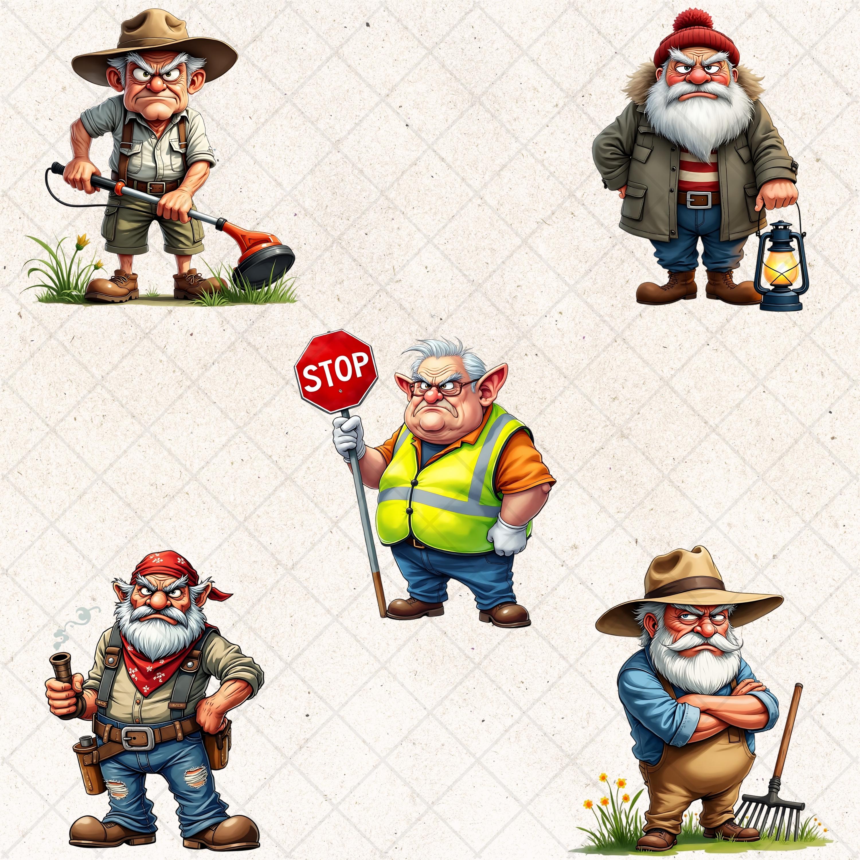 Grumpy Old Men Clipart: Funny Grandpa PNG Graphics (digital Download ...