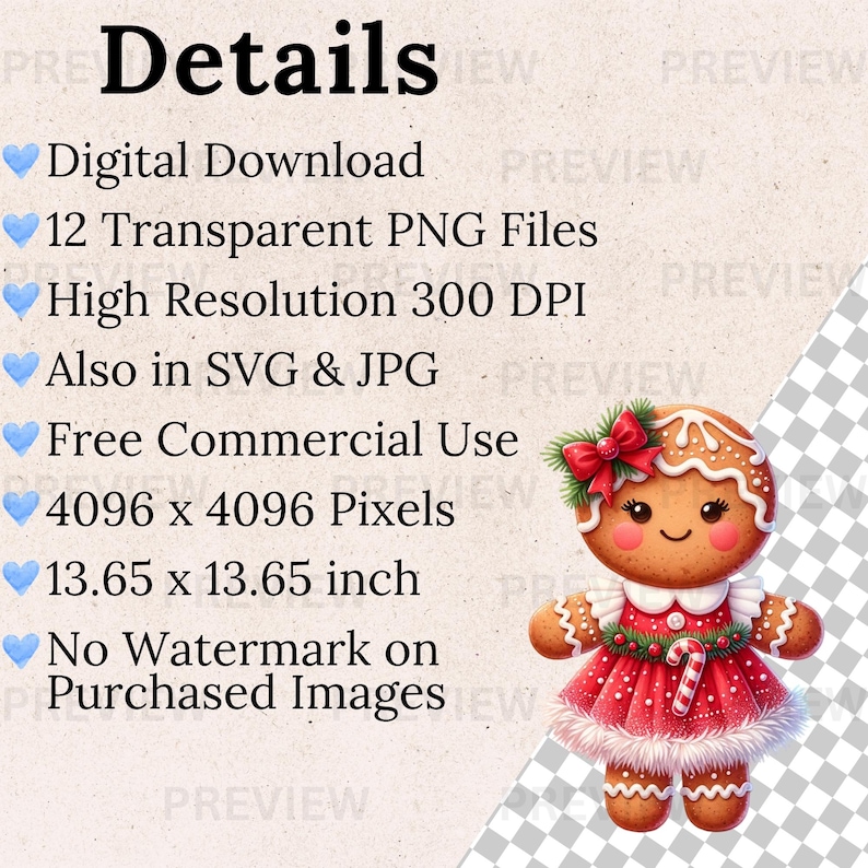 Gingerbread Girl Clipart: Watercolor Christmas Images (PNG, SVG, JPG ...