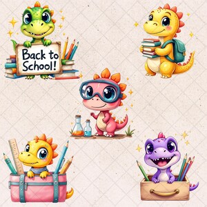 Dinosaur Clipart: Back to School PNG Bundle (digital Download ...