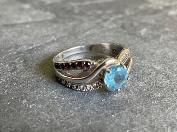 Buy Vintage Spirit of America 925 BGE Sterling Ring Star cut Blue Topaz Red White USA Vintage Estate Patriotic USA Republican Online in India Etsy