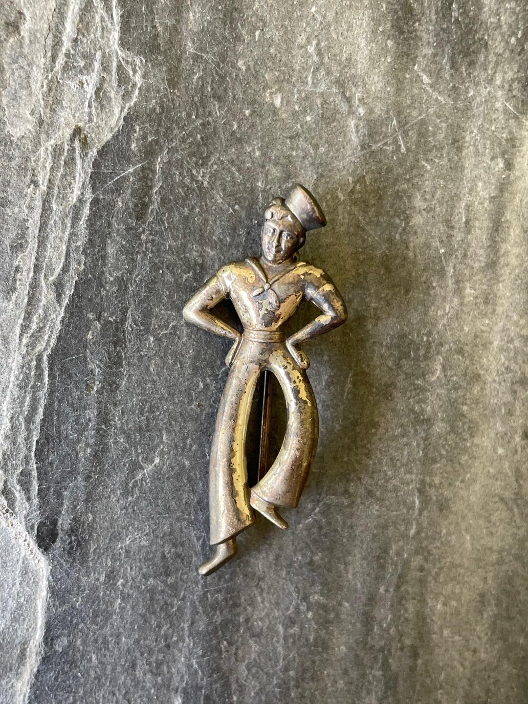 VTG Retro Forstner Dancing Smiling Sailor Sterling Silver Brooch Pin 1. ...