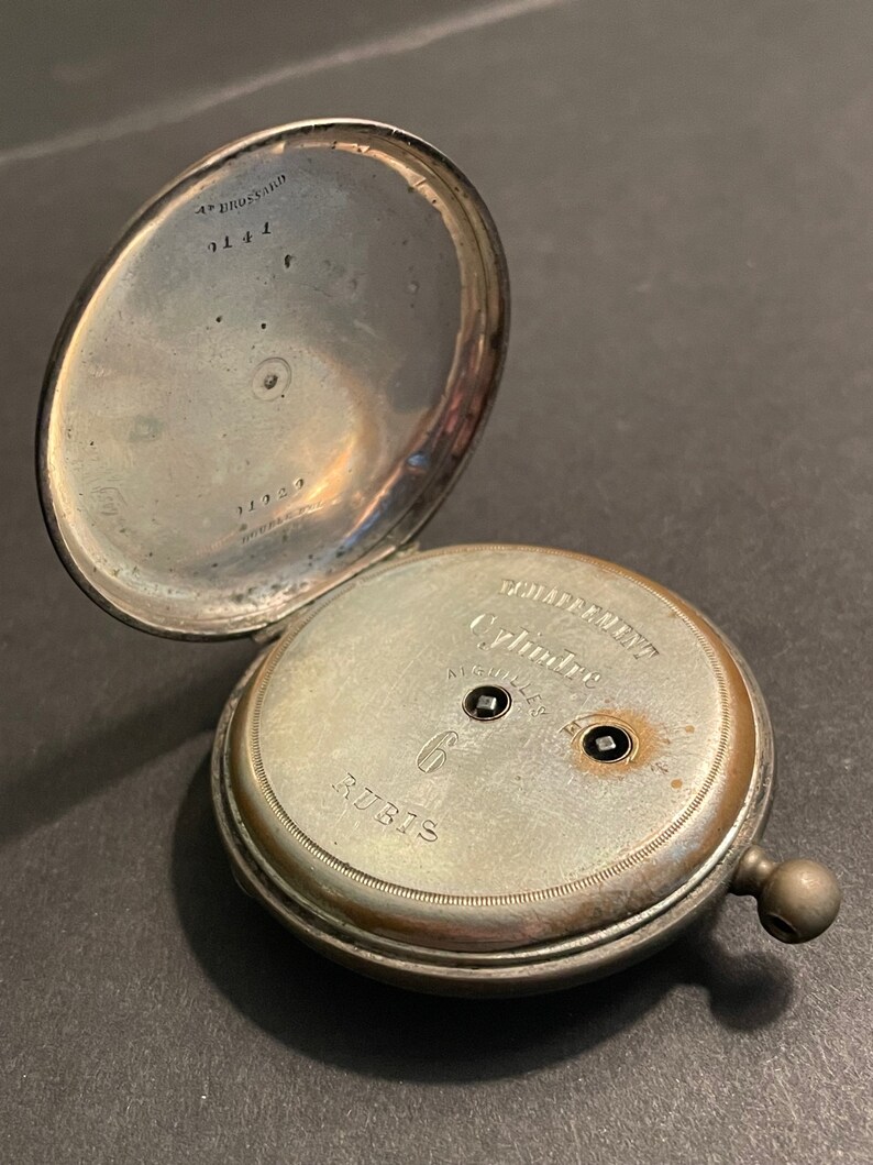 RUNS Cylindre Echappement Aiguilles Pocket Watch W Key 6 RUBIS At ...