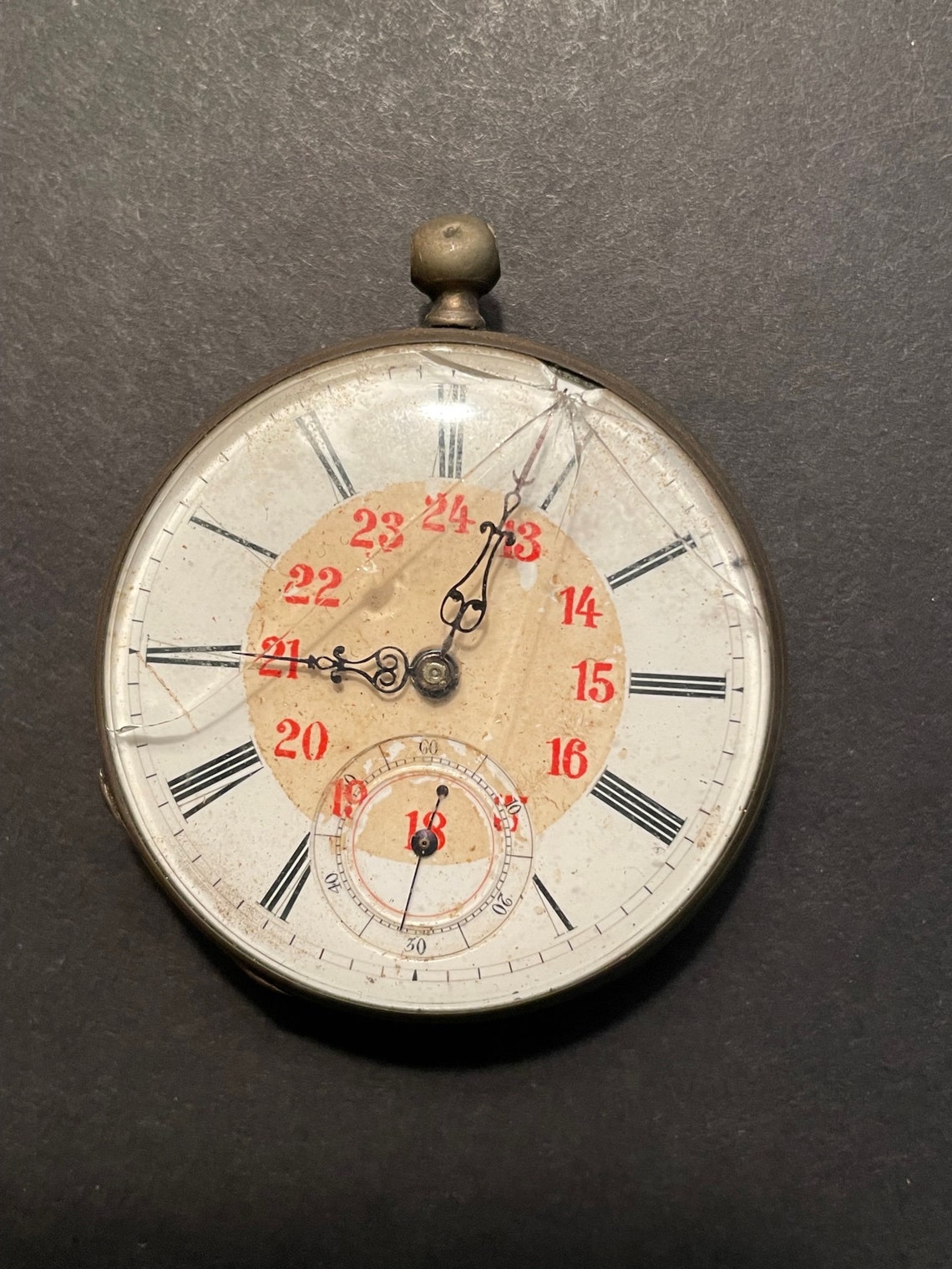 RUNS Cylindre Echappement Aiguilles Pocket Watch W Key 6 RUBIS At ...