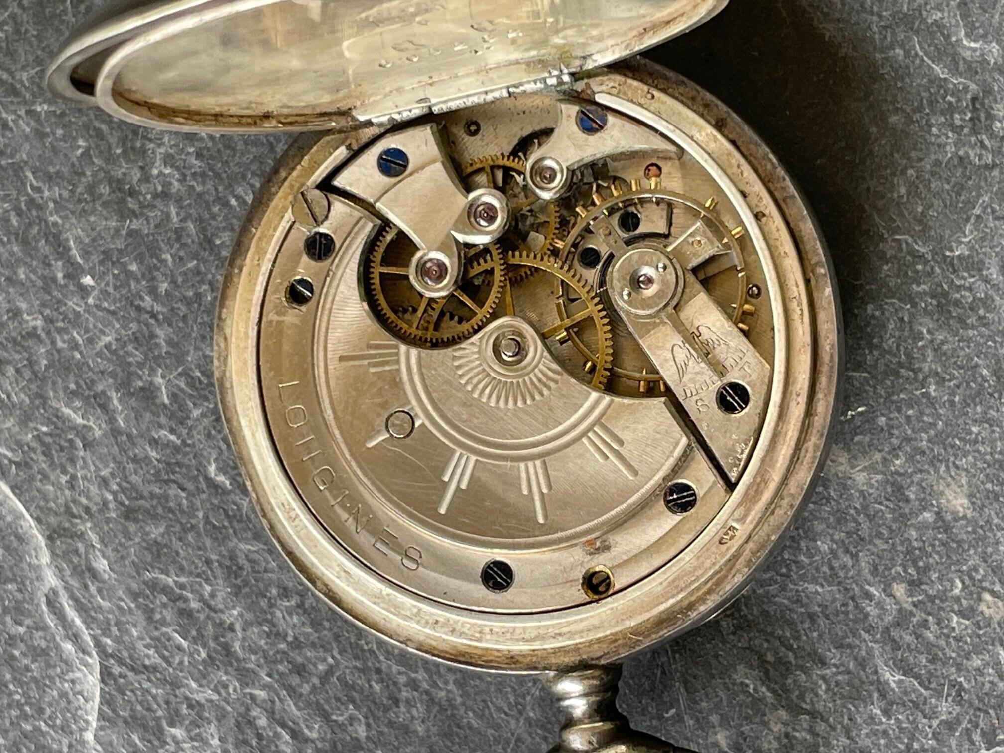 Antique 1890-1900 Longines Pocket Watch .935 Sterling Silver Case Parts ...