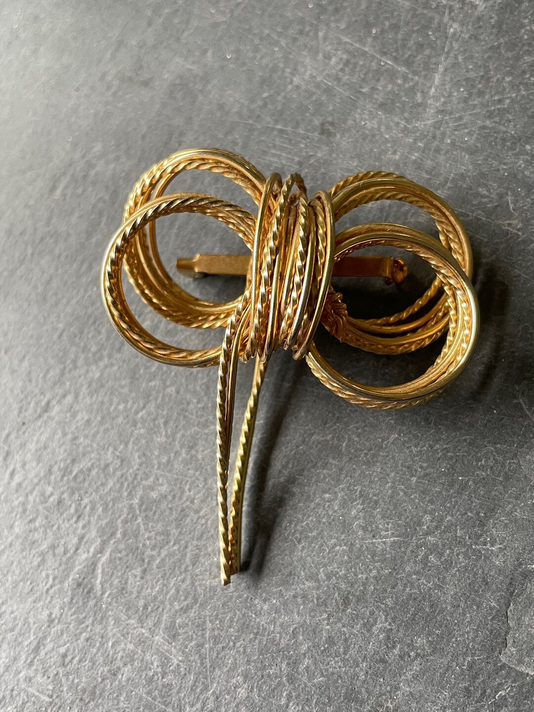 Vintage Hobe Signed Wireworks Bow Figural Ribbon Brooch Pin Wire Chunky ...