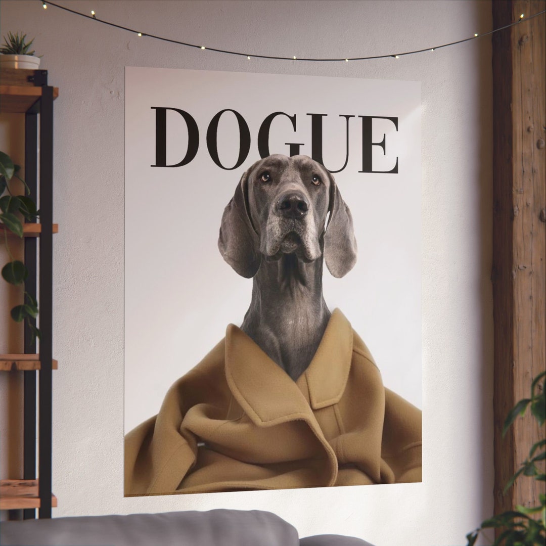 Dog Vogue Retro Magazine Cover Print, Pet Poster Black and White, Pet ...