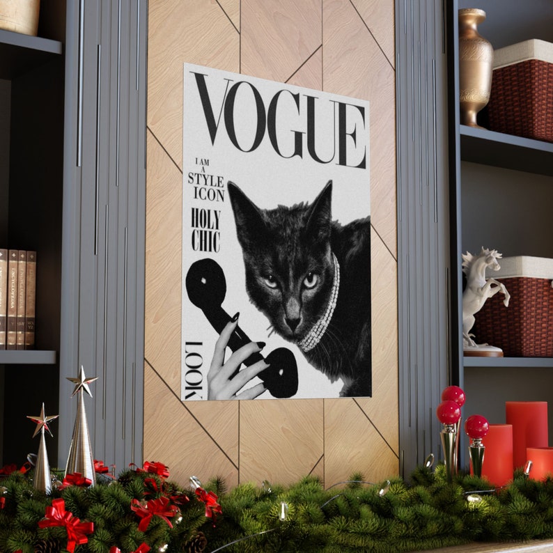 Cat Vogue Retro Magazine Cover Print. Pet Poster Black and White, Pet ...